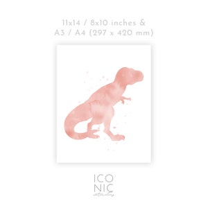 Set of 3 Pink Dinosaurs, Dinosaur Nursery Decor, Neautral Watercolor ...