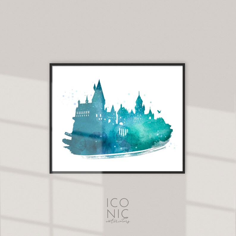 Wizards Castle Watercolor Poster, Magical School Printable, Wizards ...