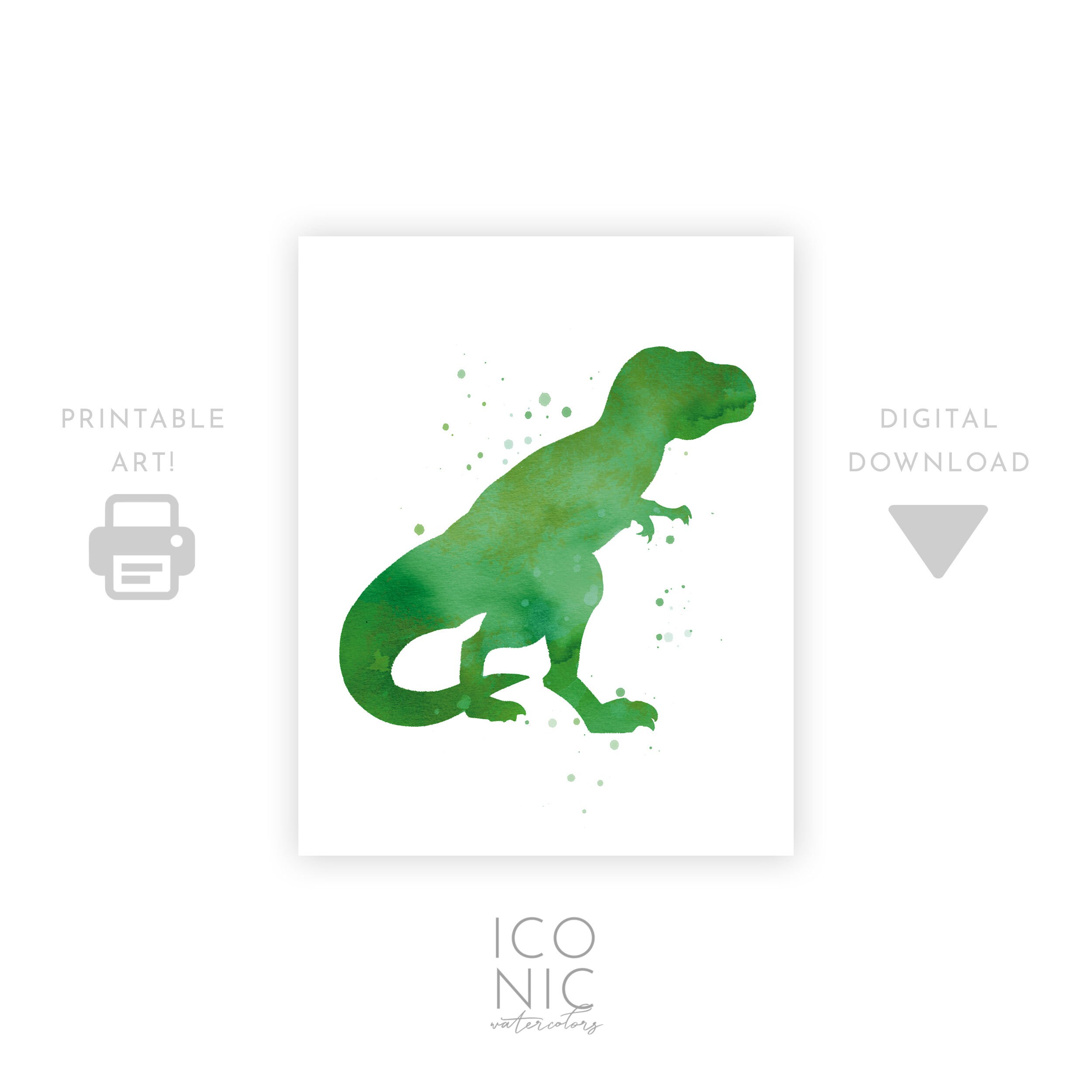 Set of 4 Dinosaur Prints Watercolor Dinosaur Printables - Etsy