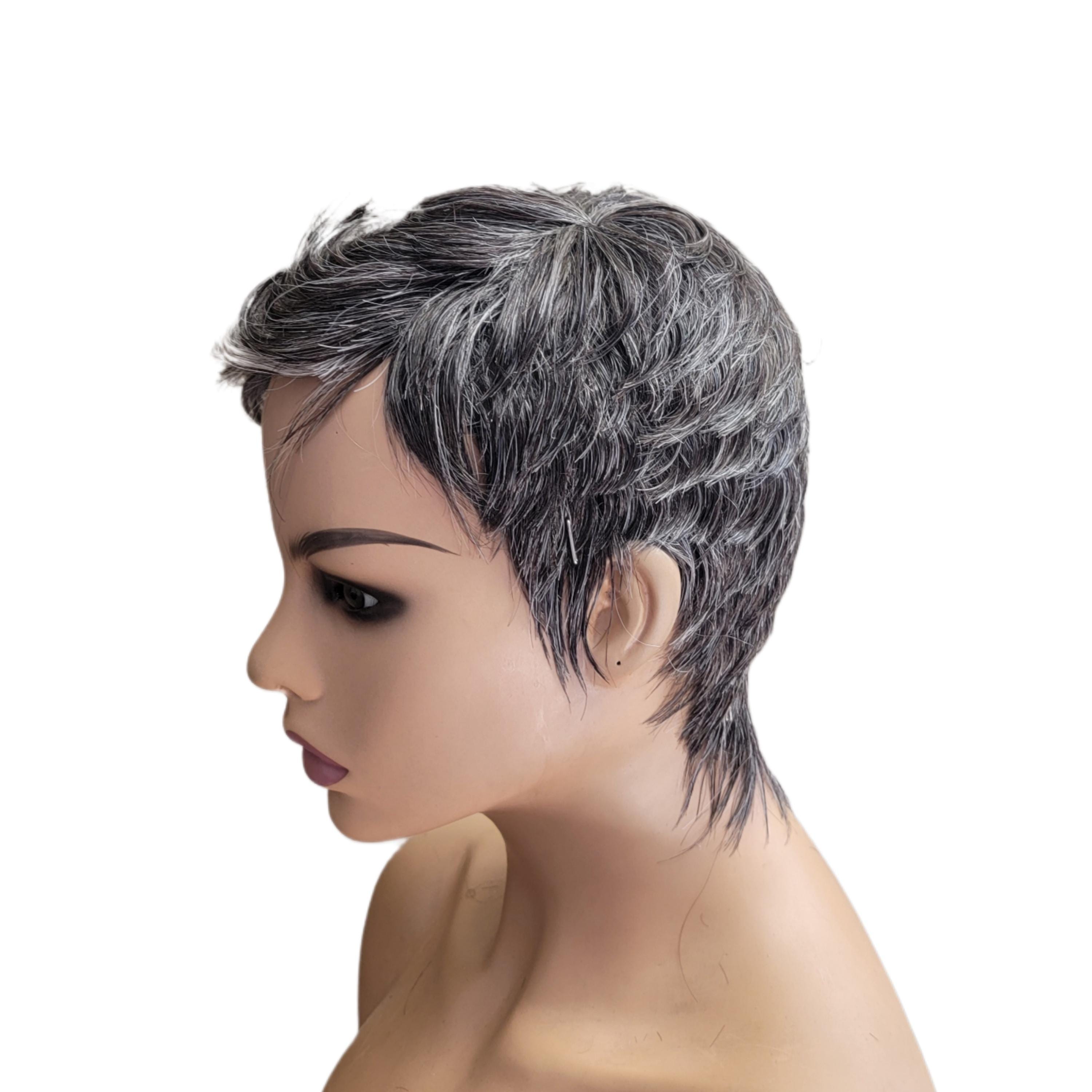 Razor Cut Pixie Wig: Short Grey Human Hair Wig With Bangs - Etsy