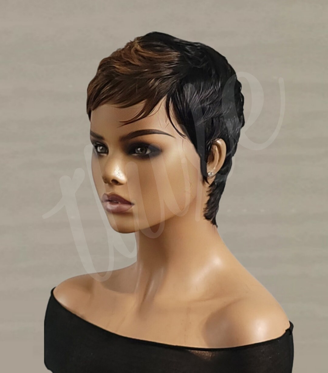 Petite Pixie Wig: Short Human Hair Wig With Bangs - Val - Etsy