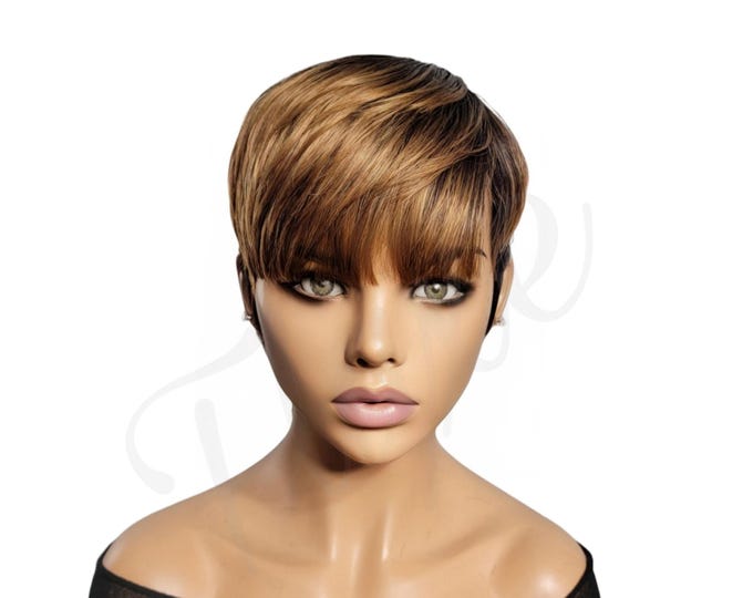 JALONDA Beginners Friendly Short Tapered Razor Cut Wig 100% Human Hair ...