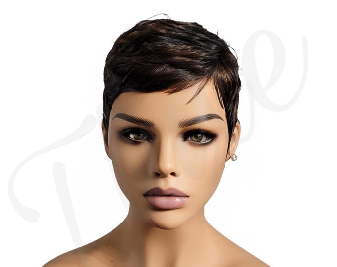 Curly Short WIG W/ PIXIE Cut /non Lace Glueless/ 100% Human Hair With ...
