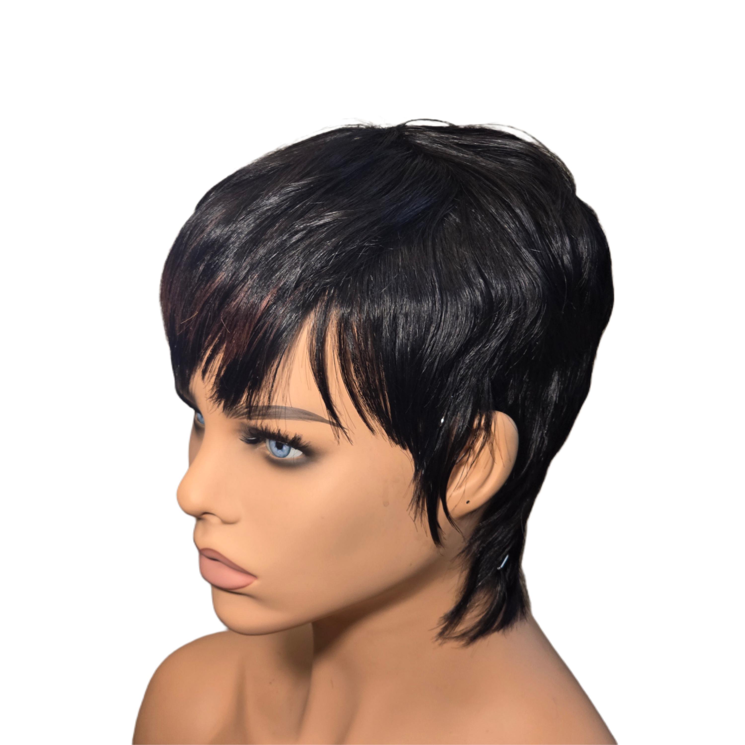 100% Human Hair Short Cut Pixie Wig With Bangs - CHLOE - Etsy