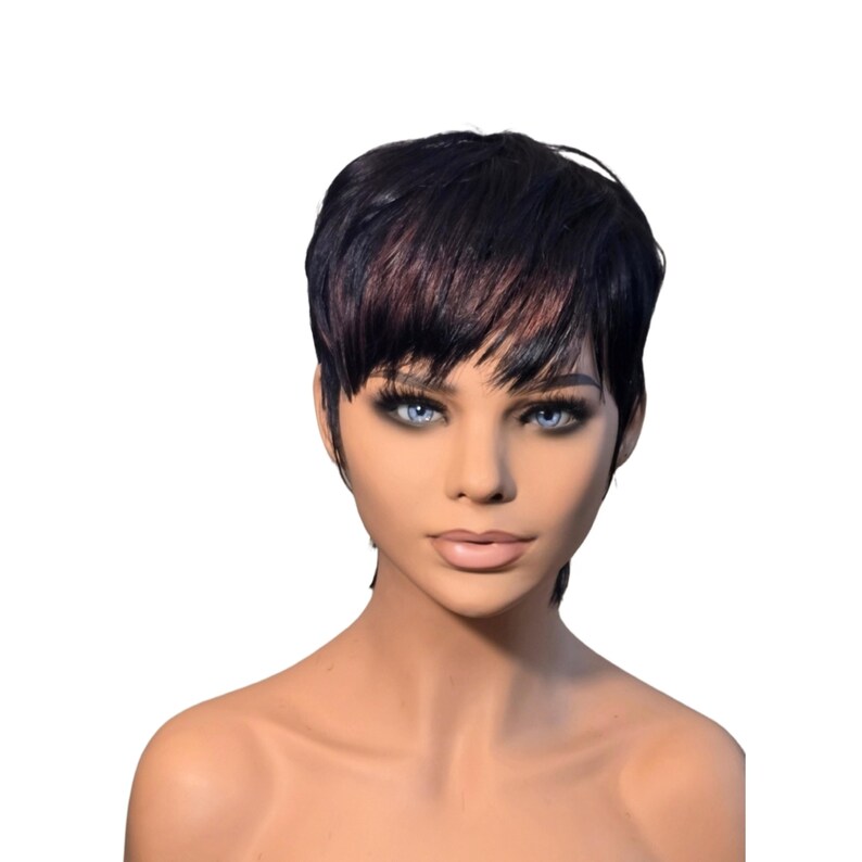 100% Human Hair Short Cut Pixie Wig With Bangs - CHLOE - Etsy