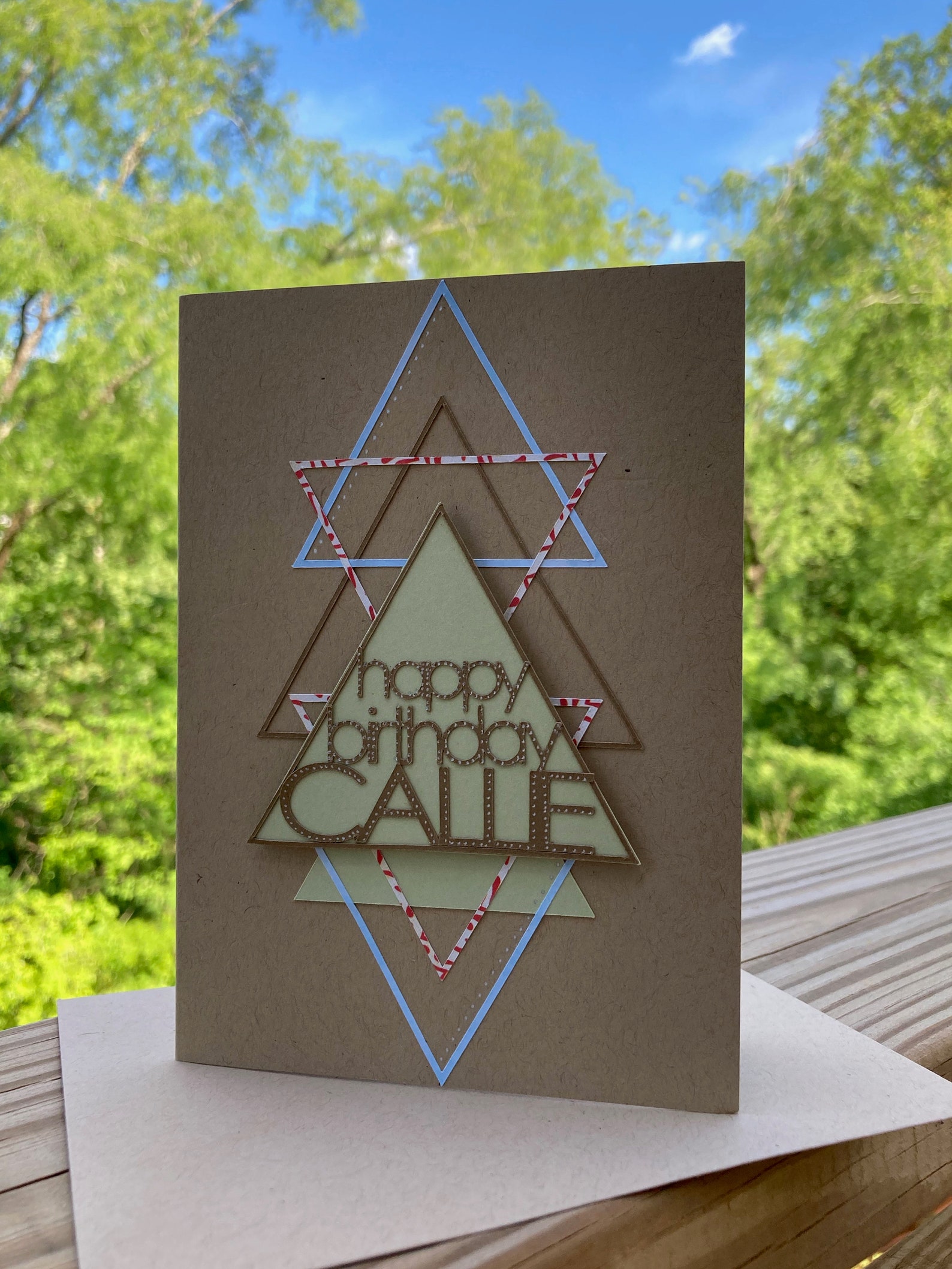 Custom Happy Birthday Triangles Handmade Paper Card Custom - Etsy