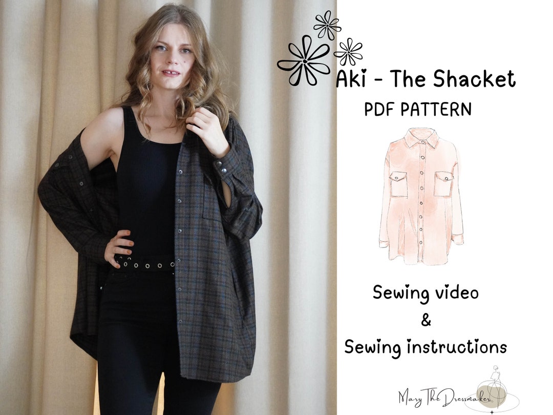 Aki - the Shacket | Instant Download A4 PDF Sewing Pattern | Shacket ...