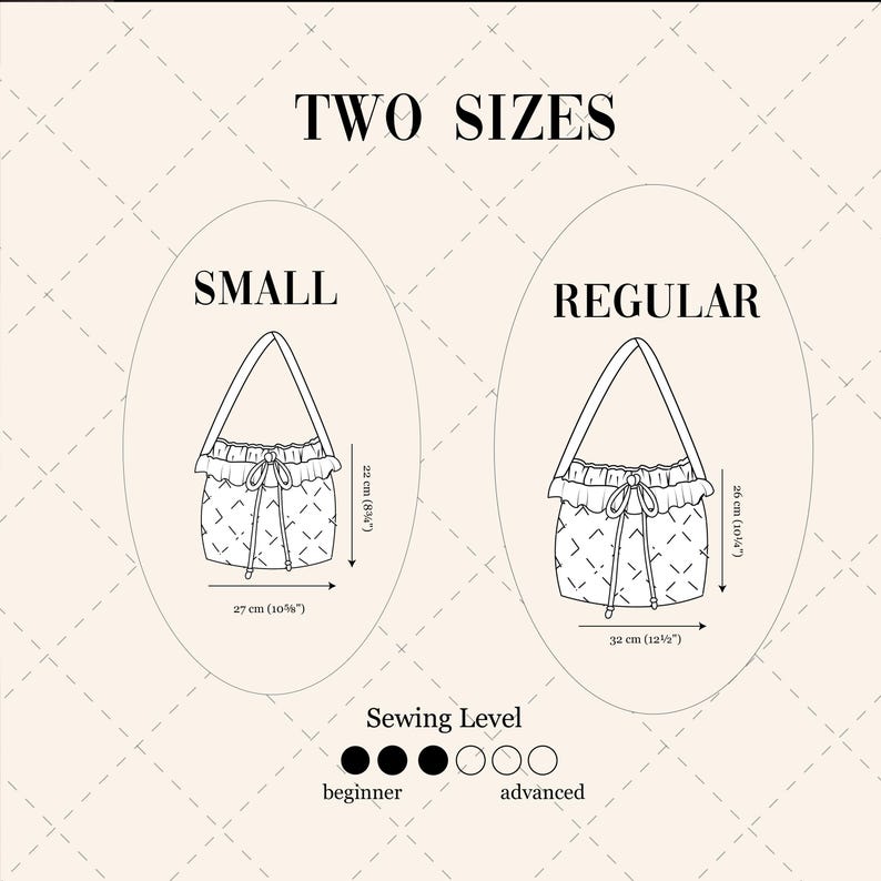Quilted Bucket Bag Sewing Pattern | Ruffle Drawstring Purse (PDF ...