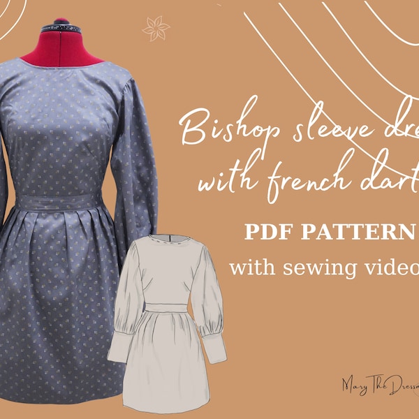 Bishop Sleeve Dress Pattern - Etsy
