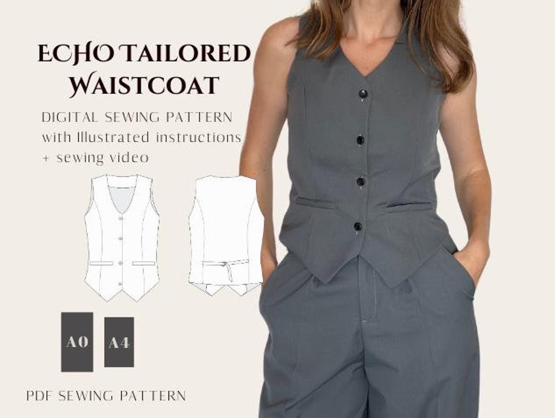 Waistcoat PDF Sewing Pattern, Easy Sewing Pattern for Women's , Vest ...