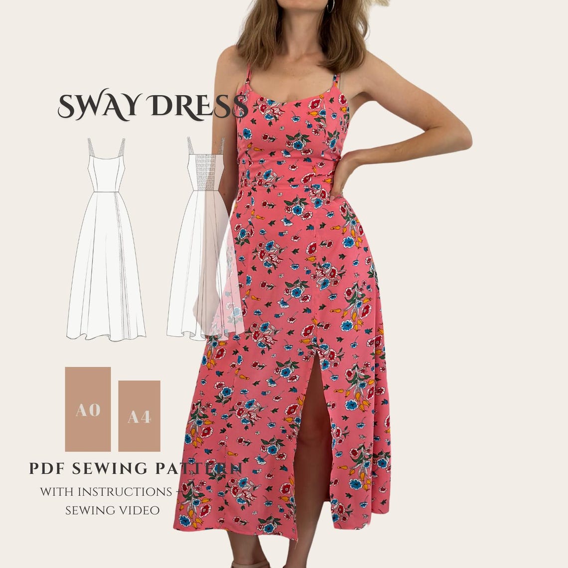 A Line Dress Sewing Pattern |basic Midi Dress Pattern| PDF Sewing ...