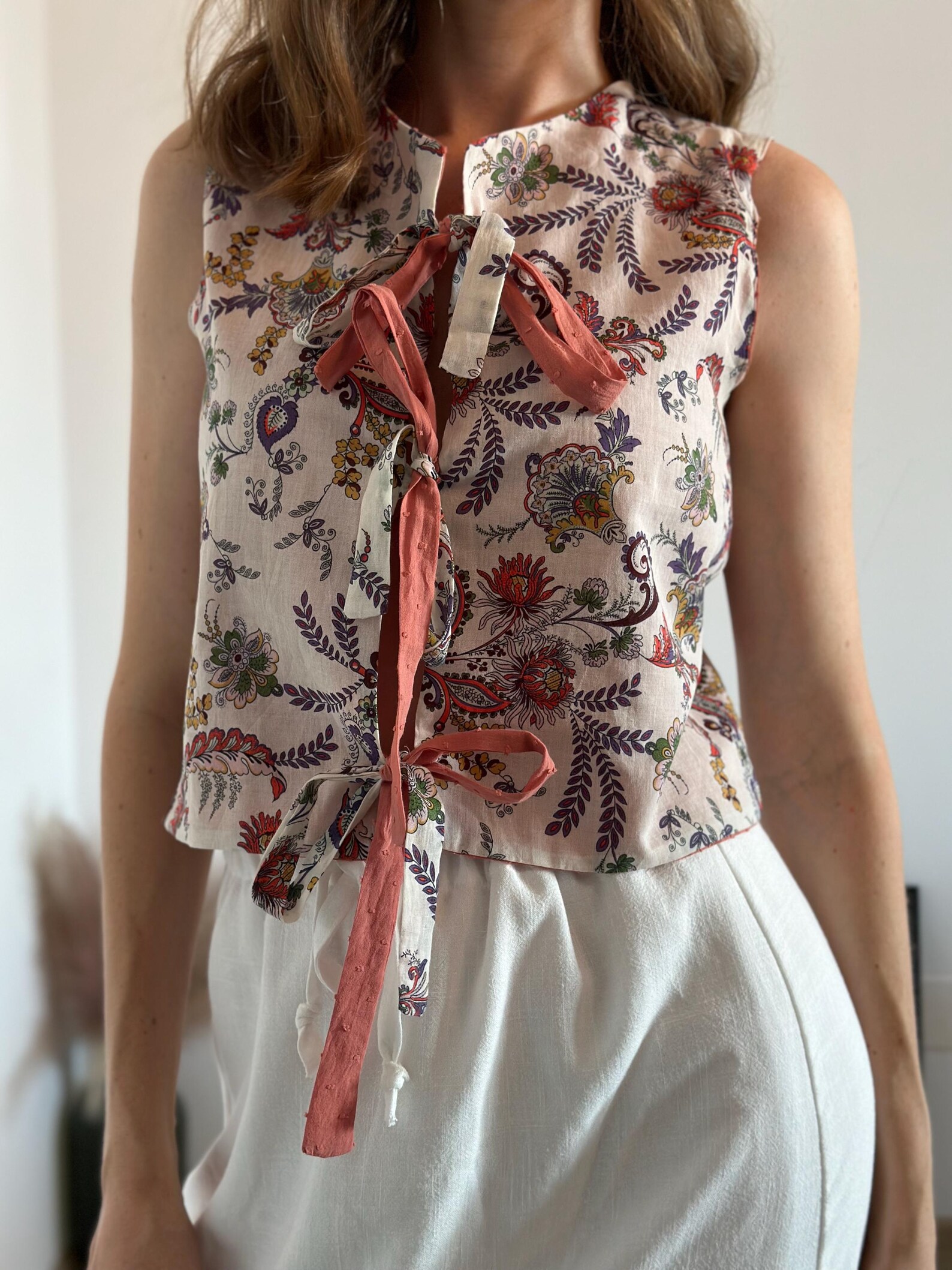 Leslie Reversible Tie-front Blouse Sewing Pattern (PDF) - Etsy