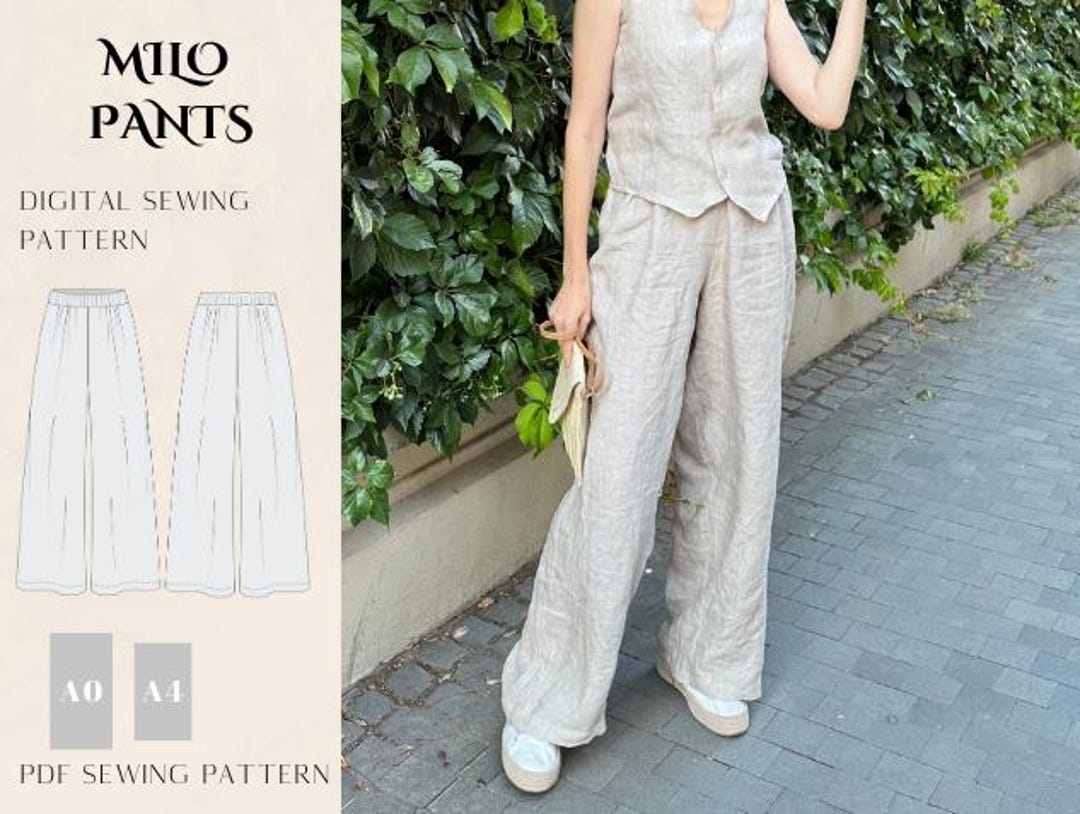 Elastic Waist Pants PDF Sewing Pattern, Easy Sewing Pattern for Women's ...