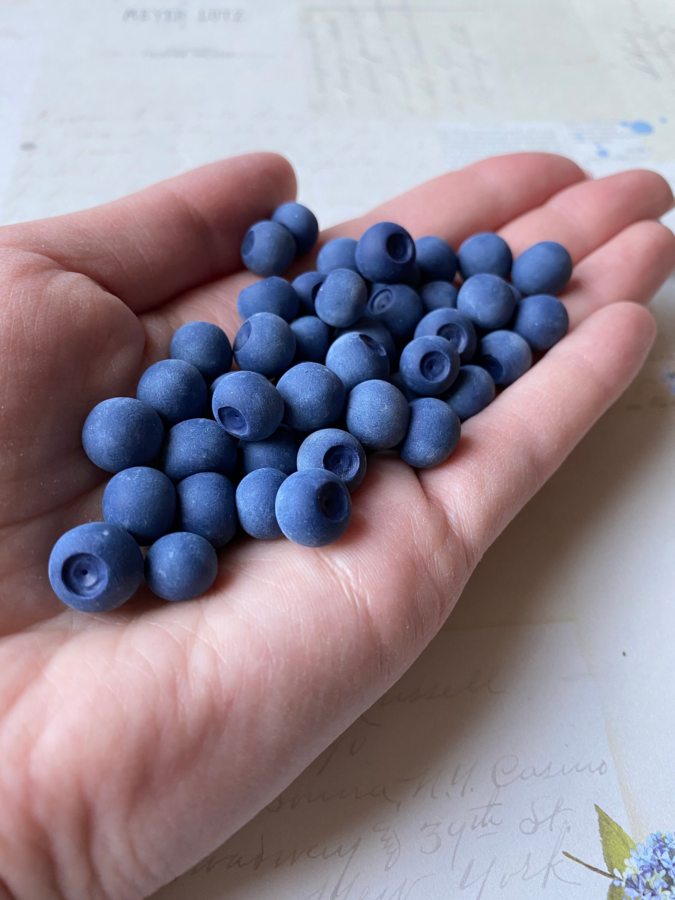 4 psc realistic blueberry berries beads polymer clay beads | Etsy