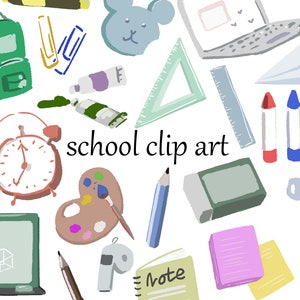School Clip Art, Watercolor Clip Art, Pastel School Clip Art, Education ...