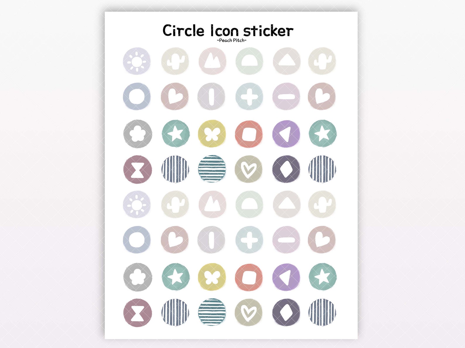 Simple Circle Icon Sticker, Watercolor Circles Icon Sticker, Printable ...