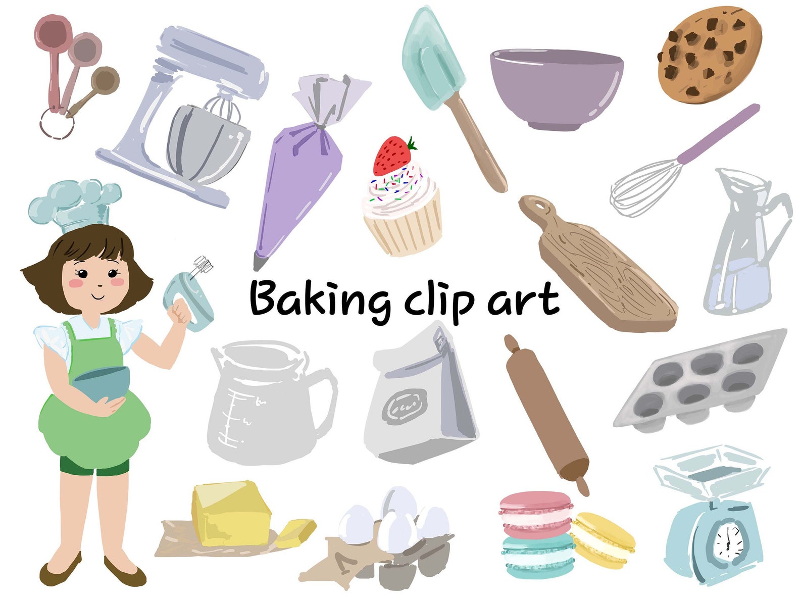 Baking Supplies Clip Art Baking Clipart Baking Supplies - Etsy
