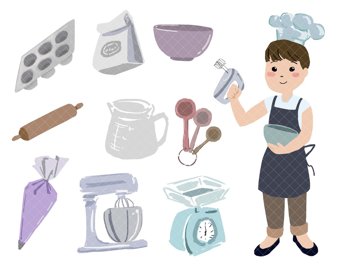 Baking Supplies Clip Art, Baking Clipart, Baking Supplies Illustration ...