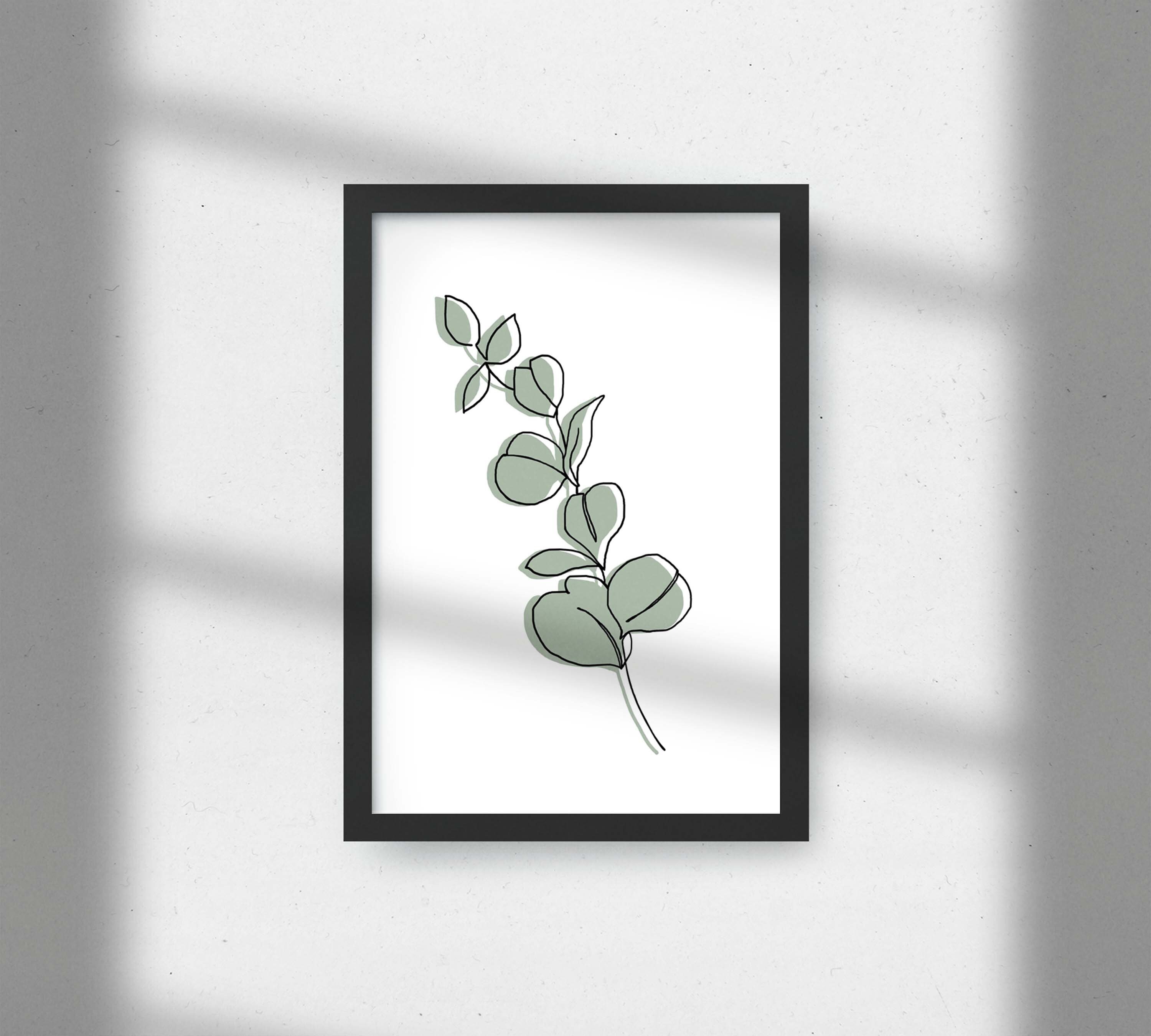 Eucalyptus Line Art, Line Art Print, Continuous Line Drawing, One Line ...