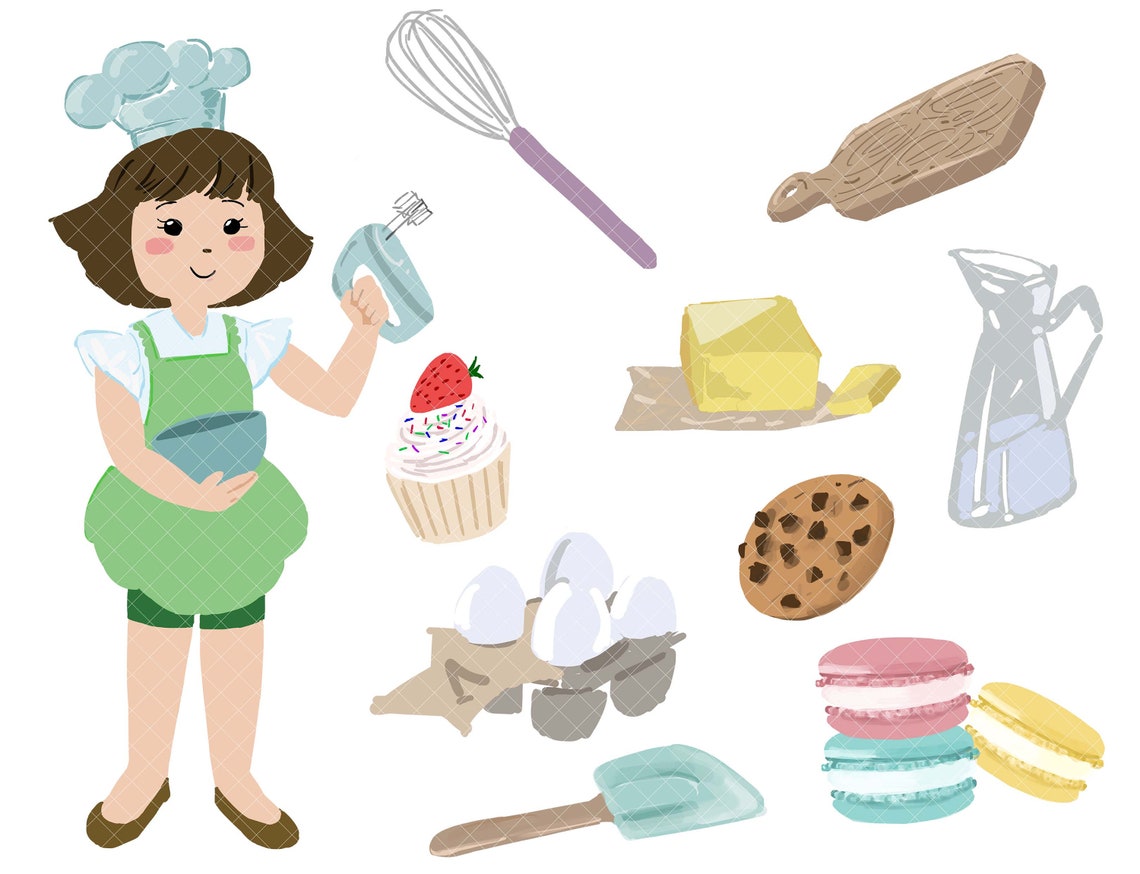 Baking Supplies Clip Art, Baking Clipart, Baking Supplies Illustration ...