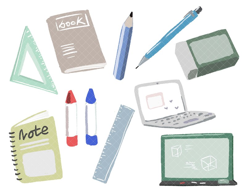 School Clip Art, Watercolor Clip Art, Pastel School Clip Art, Education ...