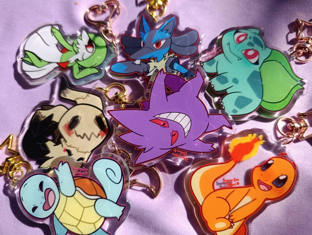Pokemon Acrylic Keychains || Double Sided Glitter Epoxy || Pokemon ...