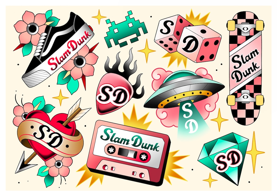 Slam Dunk Festival Pop Punk Tattoo Prints on High Quality A3 Paper - Etsy