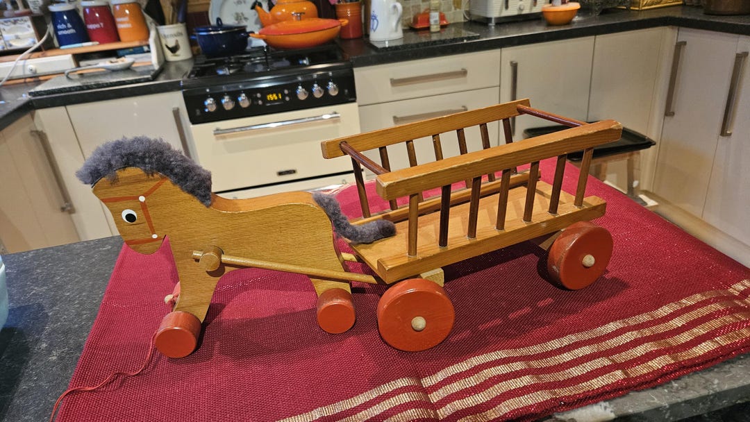Unique Vintage French Siso Traditional Horse and Cart Pretend Play ...