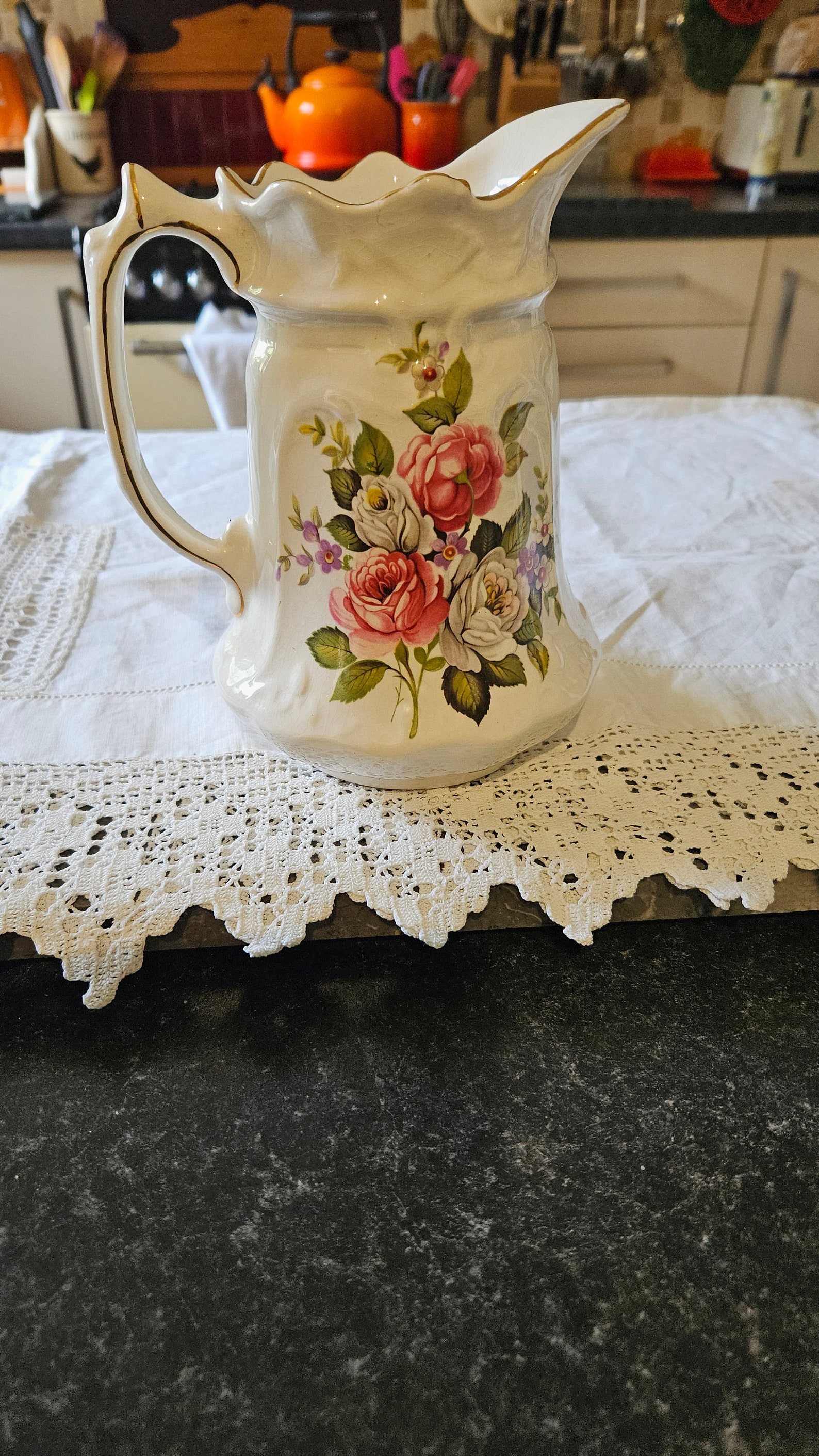 Vintage Old Foley James Kent LTD Harmony Rose Pattern Ceramic Wash Jug ...
