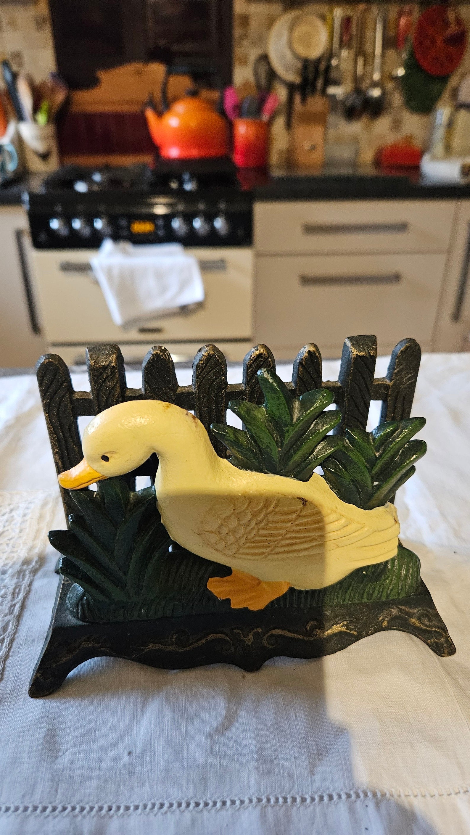 Vintage Cast Iron Duck Letter/napkin Rack Very Sweet a Pig Design Heavy ...