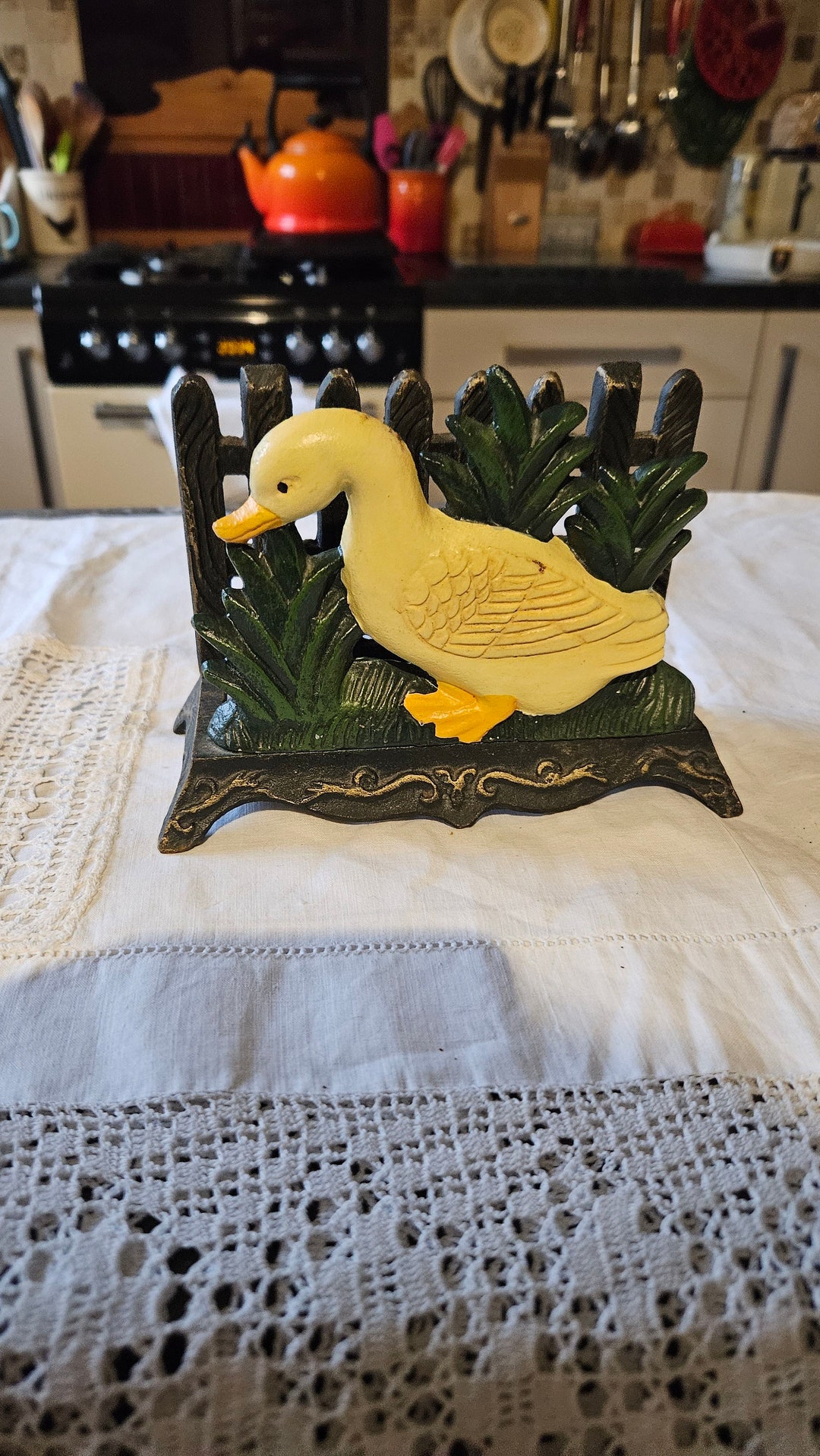 Vintage Cast Iron Duck Letter/napkin Rack Very Sweet a Pig Design Heavy ...