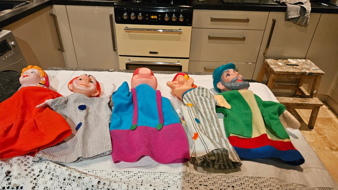 Set 5 Vintage Hand Puppets of Various Characters Red Riding Hood a ...