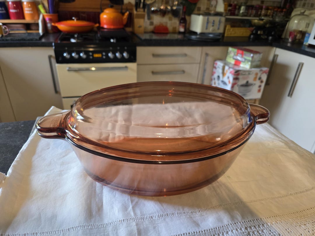 Vintage Large Visionware Oval Amber Glass Cirning Ware Casserole Dish ...