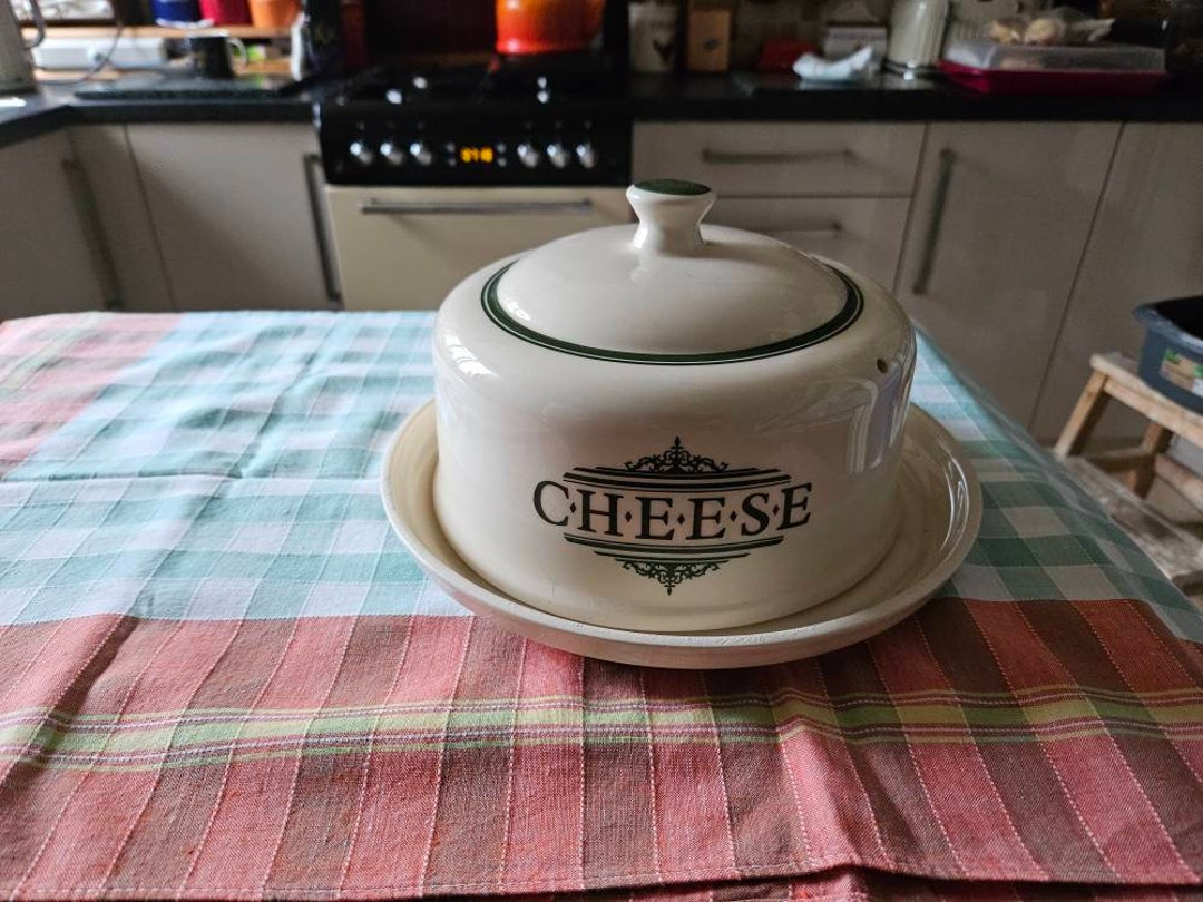 Cheese Storage Plate Cover Cream Green Trim the 1869 Victorian Pottery ...