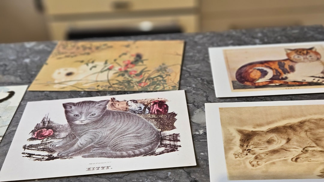 Vintage Cat Cards Metropolitan Museum of Art Blank Inside Array of Cats ...