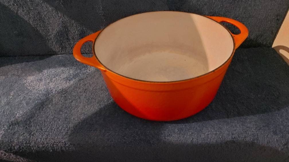 Large Cousance Cast Iron Casserole Dish Orange 24cm Used - Etsy
