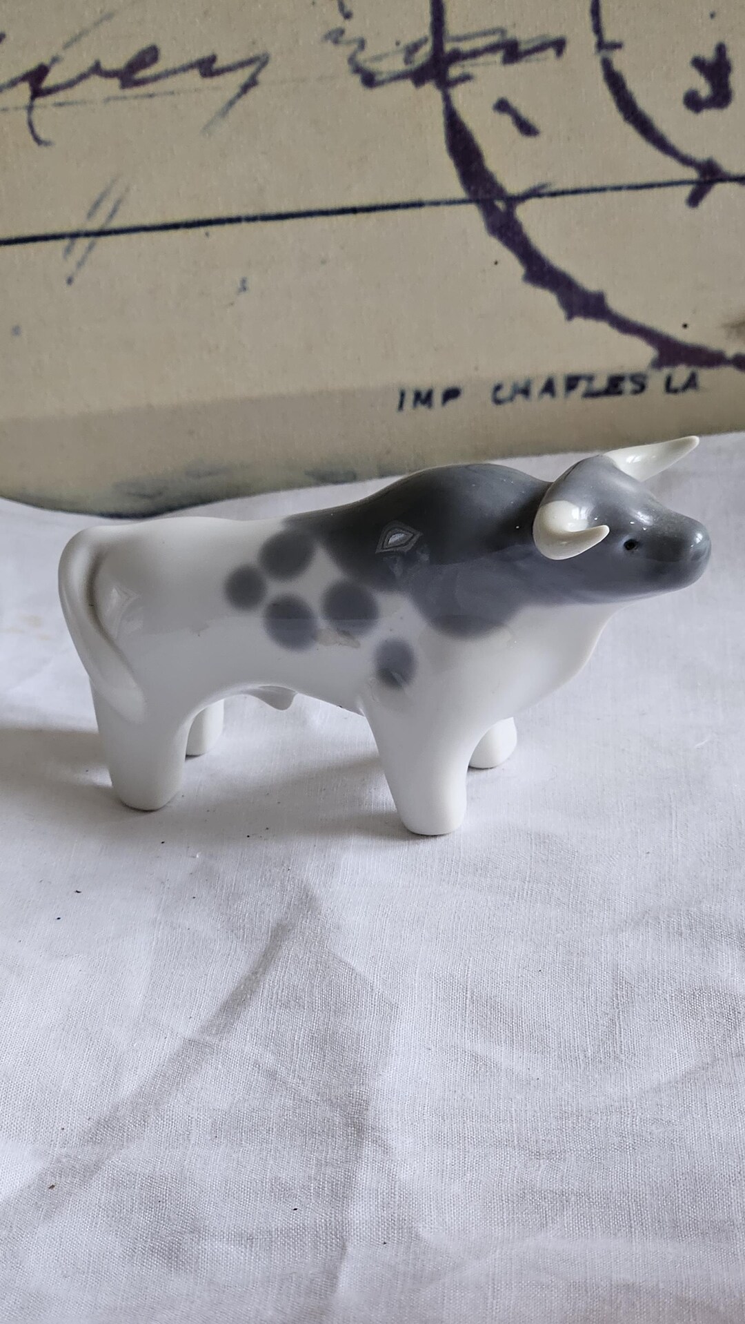 Nao by Lladro Dapple Grey Bull With Horns Small but Very Cute 5.5cm ...