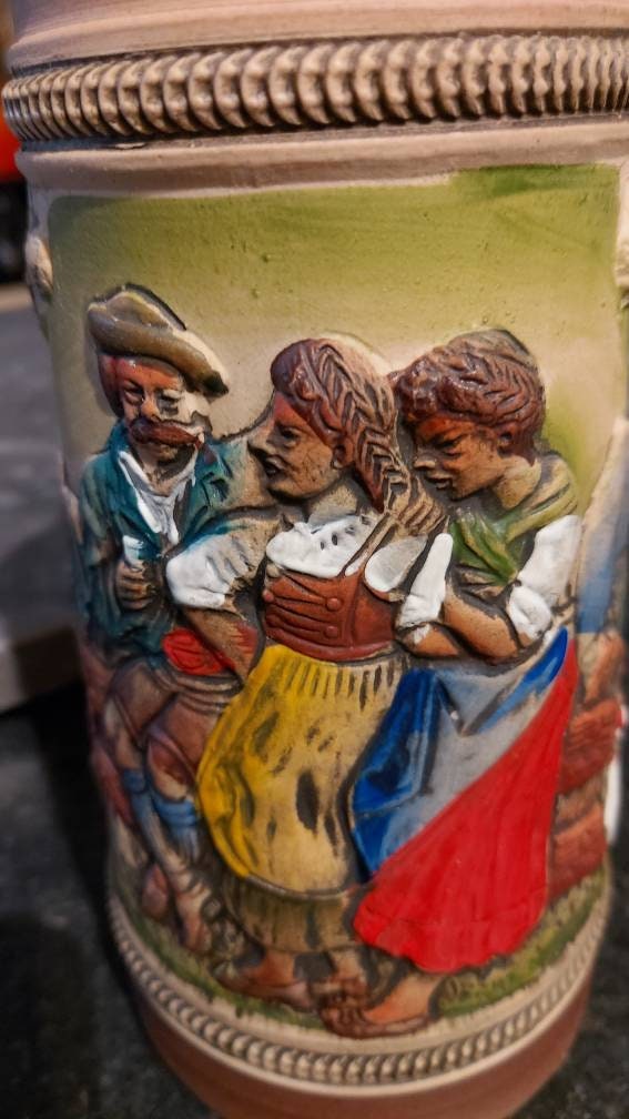 Large Stoneware Vintage Stein Ware Jug Pewter Lid West Germany Gift ...