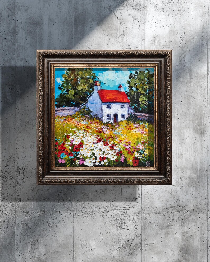 Irish Cottage Oil Painting, Ireland, House, Floral Landscape Original ...