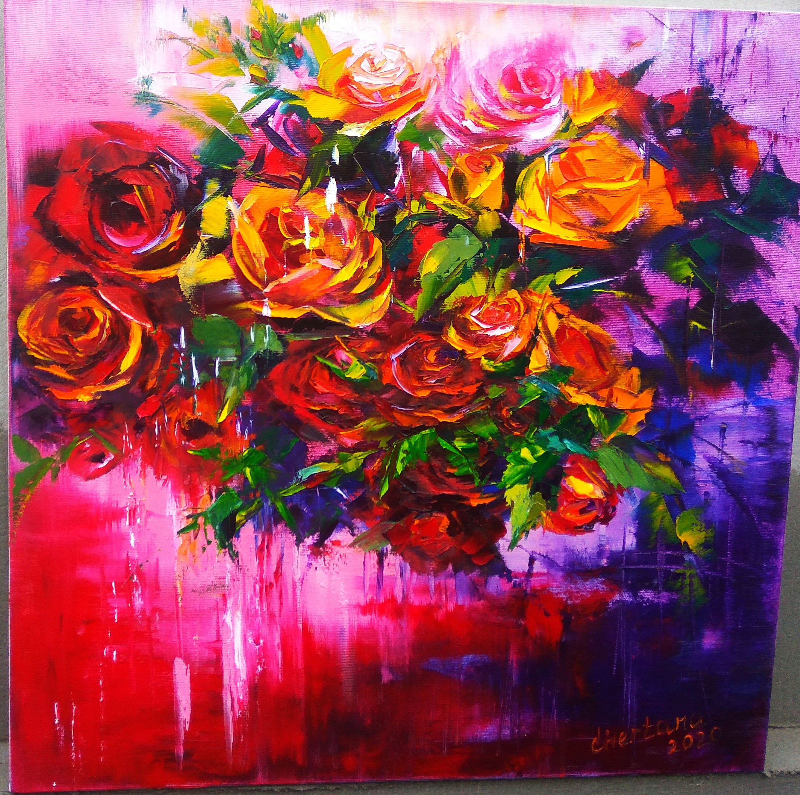 Roses still life Roses painting on canvas original Red roses | Etsy