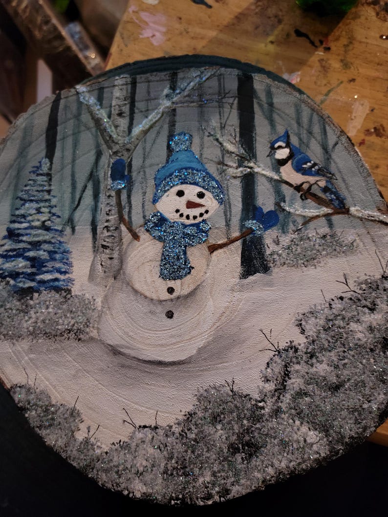 Blue Glitter Snowman - Etsy