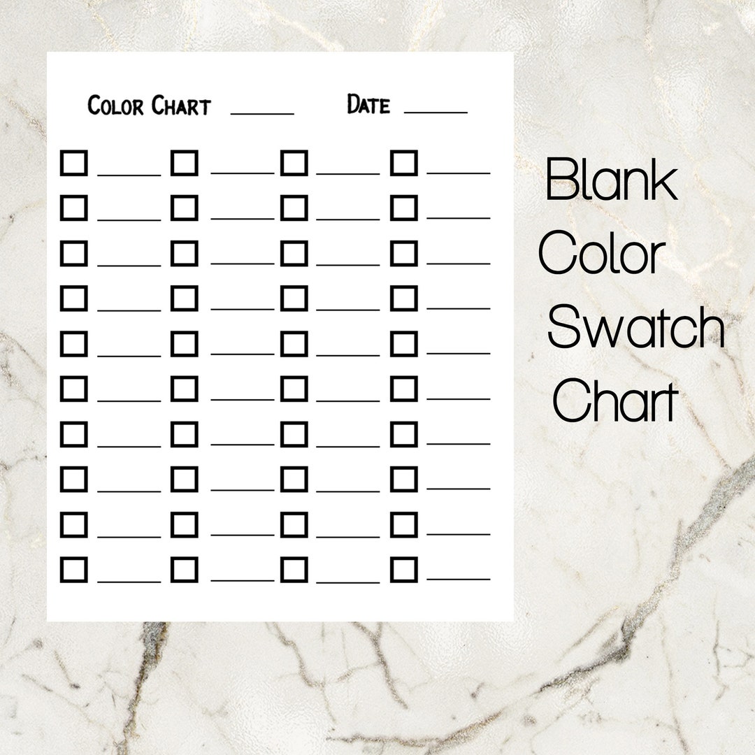 Blank Color Swatch Chart, Use With Various Mediums, Digital Product, 40 ...