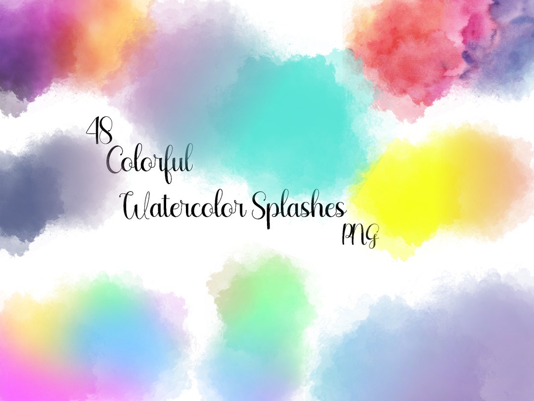 Watercolor Splashes Clipart Instant Download 48 Individual - Etsy