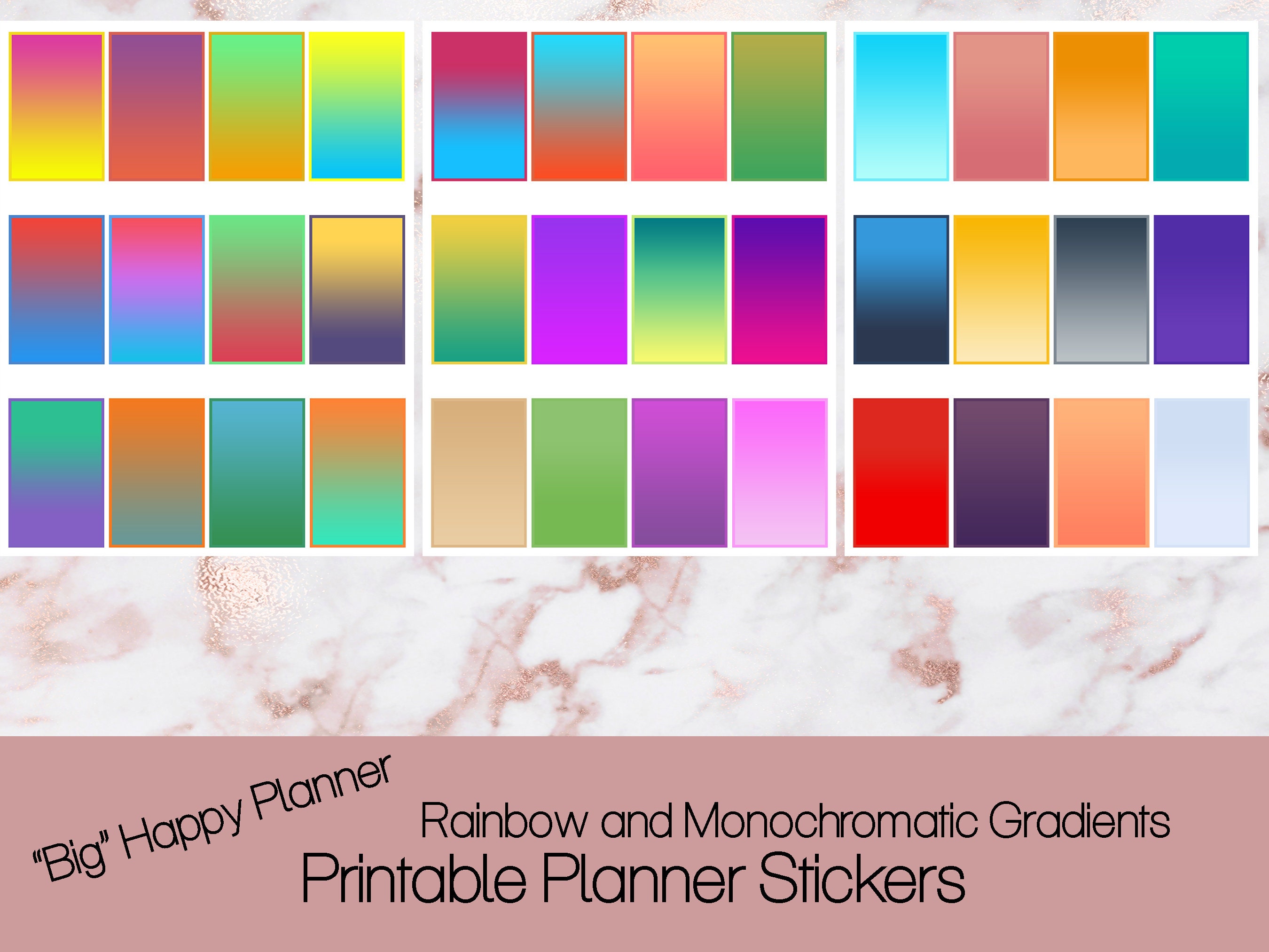 100 Gradient Color Checklist Full Box Planner Stickers, Digital ...