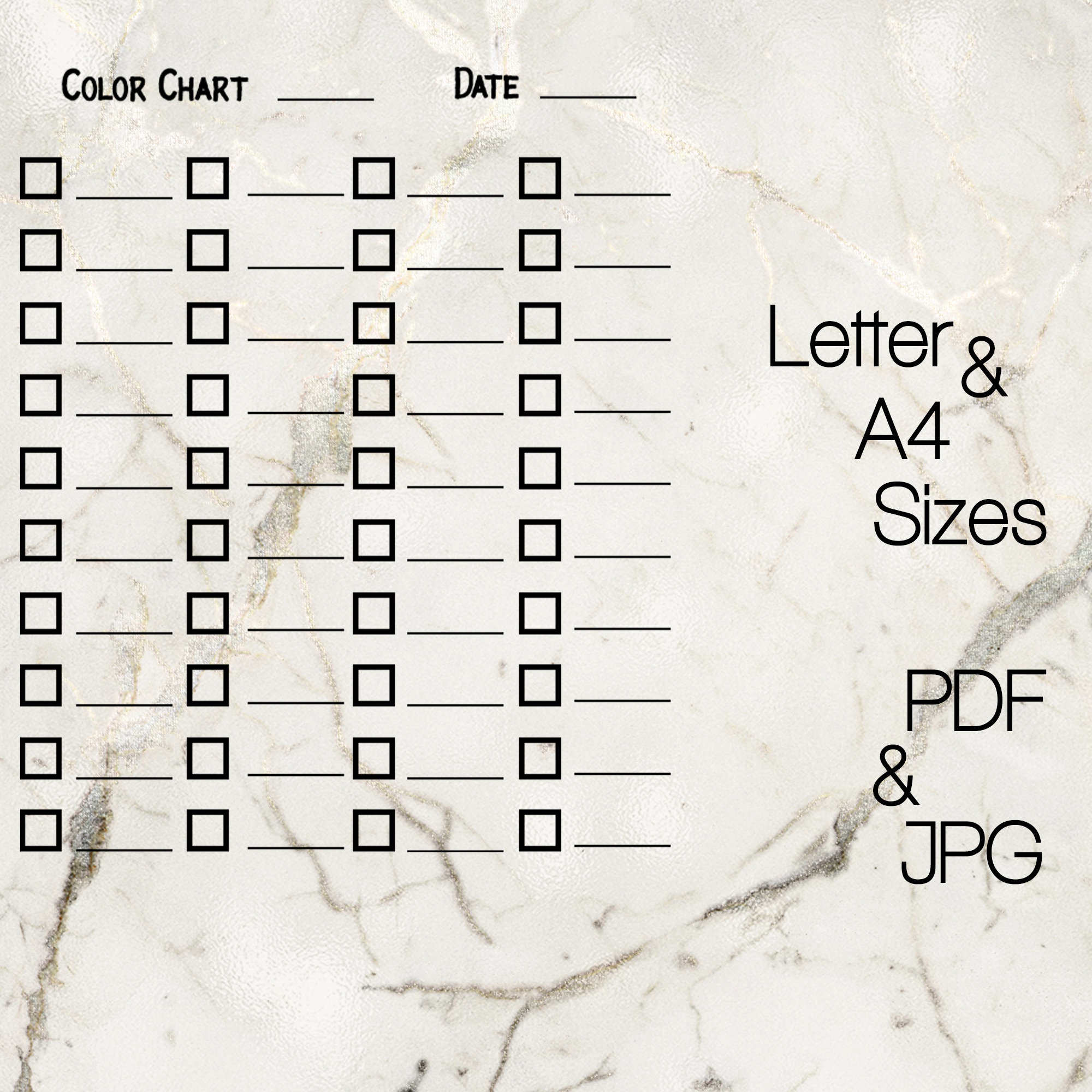 Blank Color Swatch Chart, Use With Various Mediums, Digital Product, 40 ...