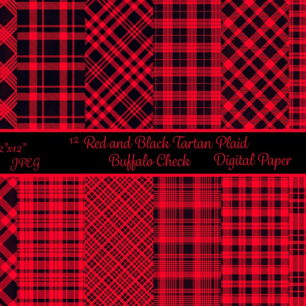 Black Red Plaid - Etsy