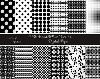 Digital Paper Black and White Dots Digital Download 12 | Etsy