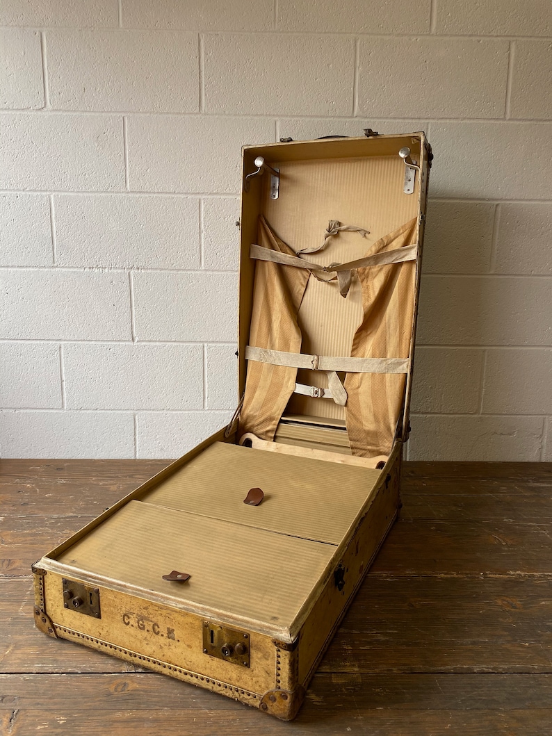 Vintage Luggage Steamer Trunk Case Chest Travelling Wardrobe Watajoy ...