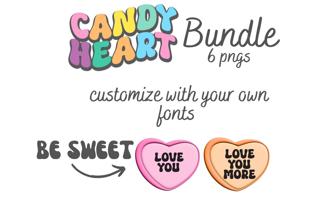 Conversation Heart PNG Bundle Valentine Candy Heart PNG - Etsy