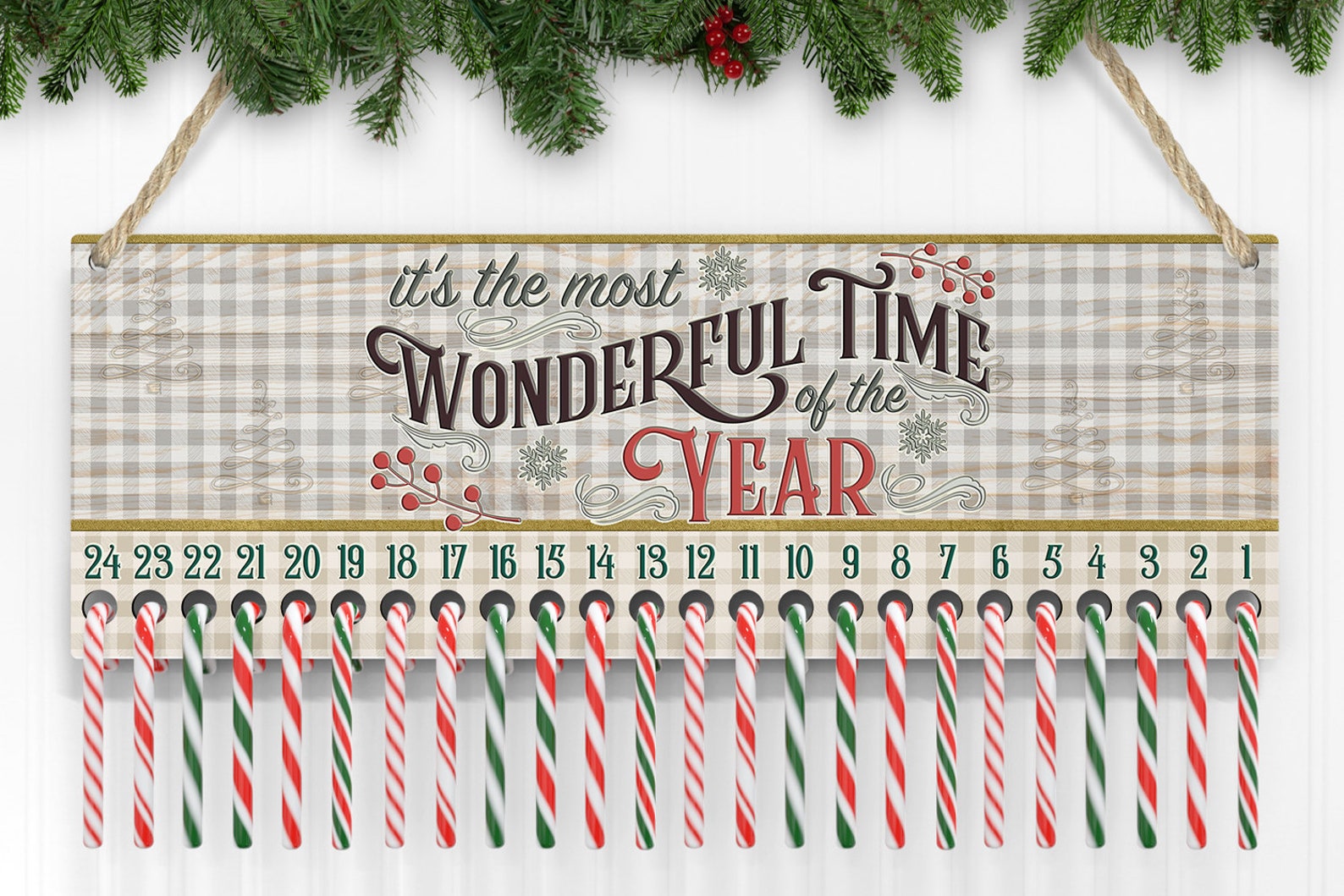 Candy Cane Countdown Board PNG Christmas Farmhouse - Etsy